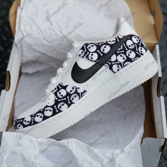 Nike | Shoes | New Custom Nike Air Force Skull Bones Black White | Poshmark